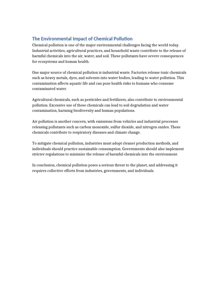 The Environmental Impact of Chemical Pollution | PDF
