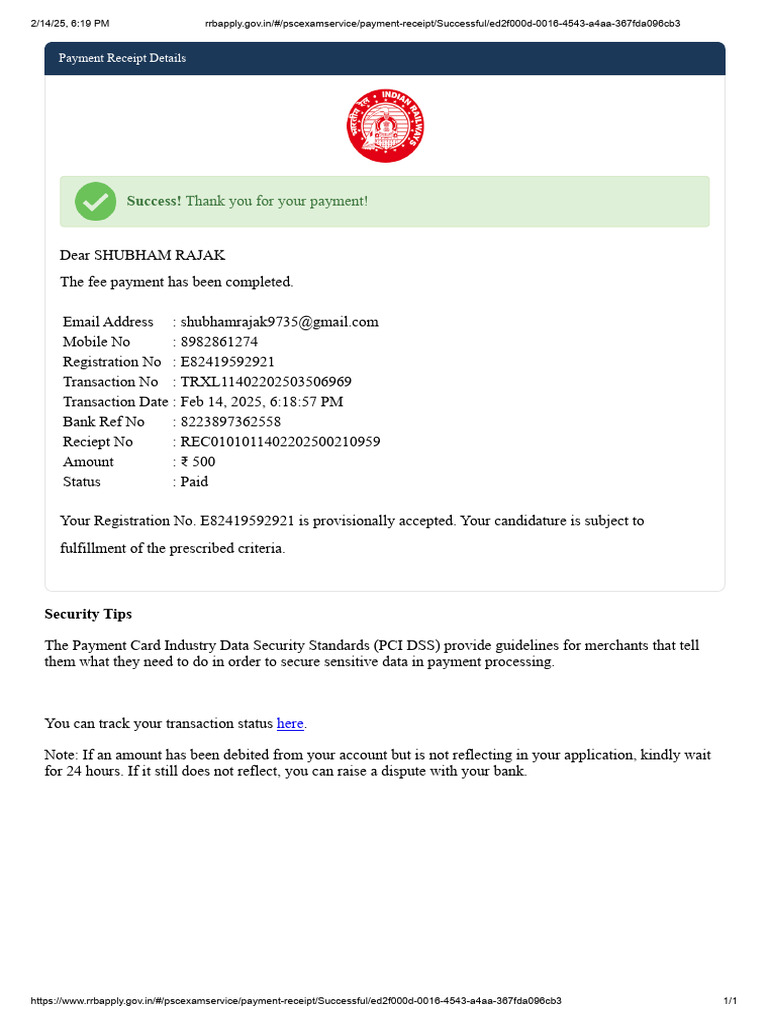 Payment Confirmation for Shubham | PDF