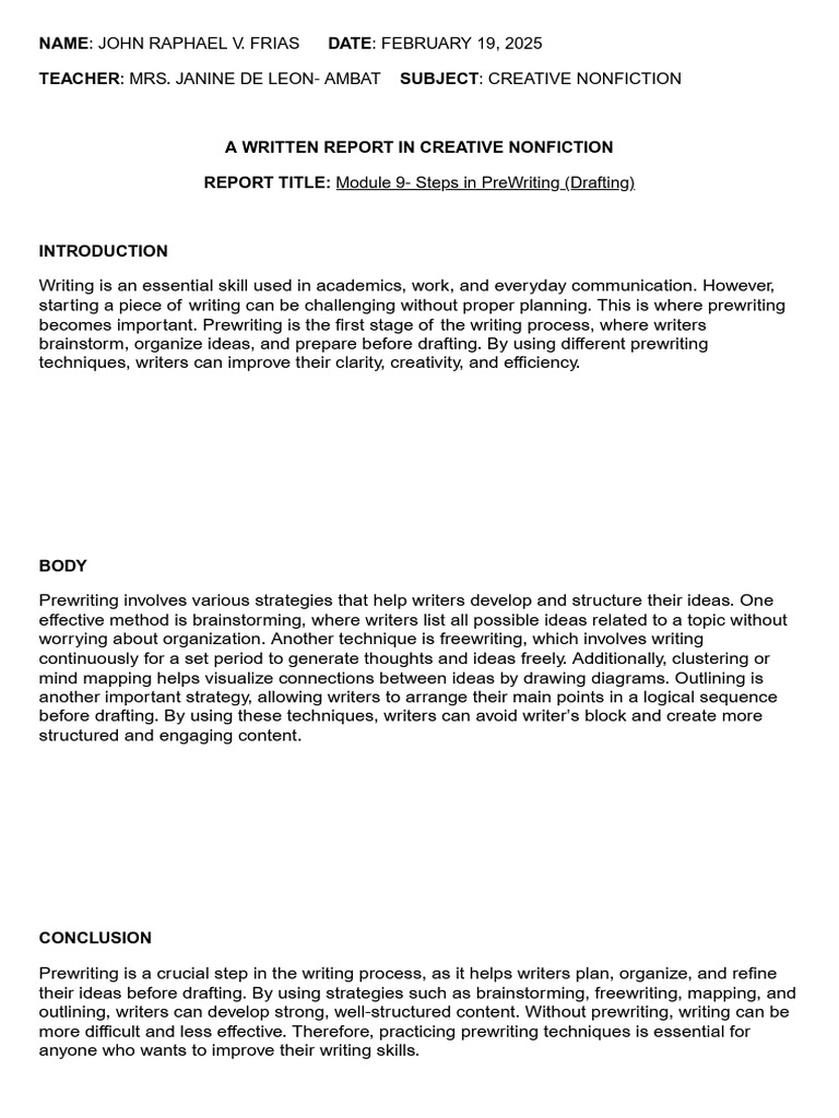 Written Report Format PDF | PDF