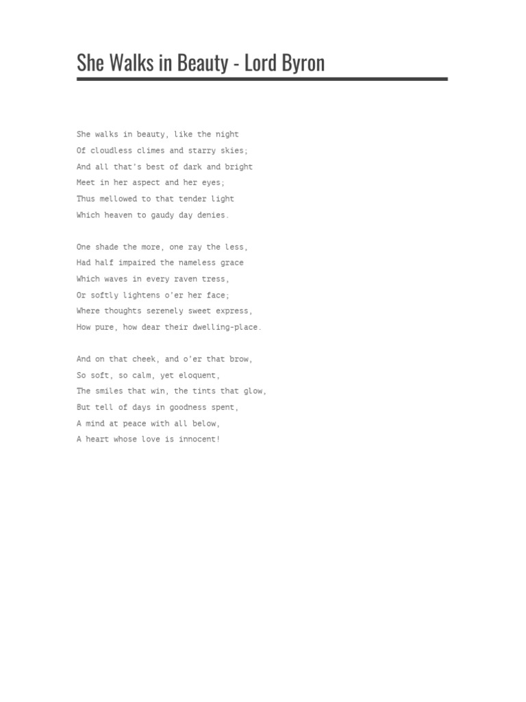 She Walks in Beauty | PDF
