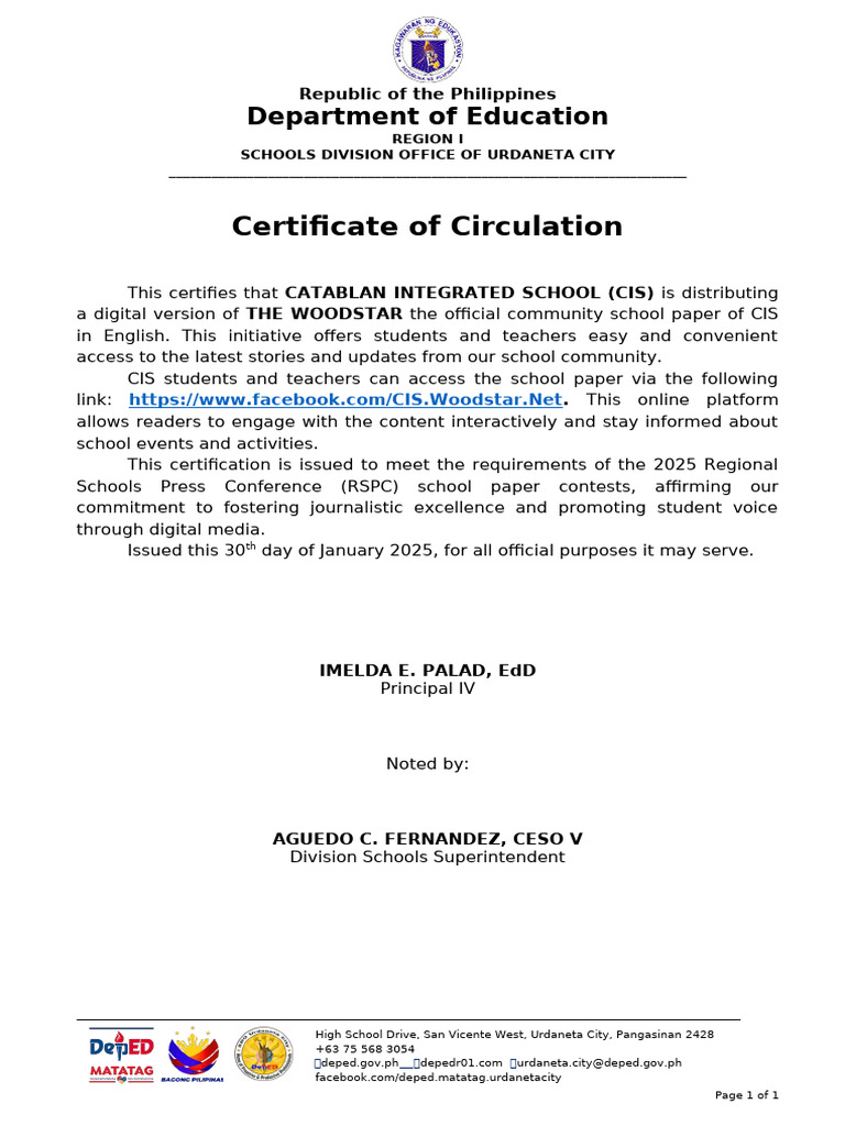Certificate of Circulation - AEB 1 | PDF