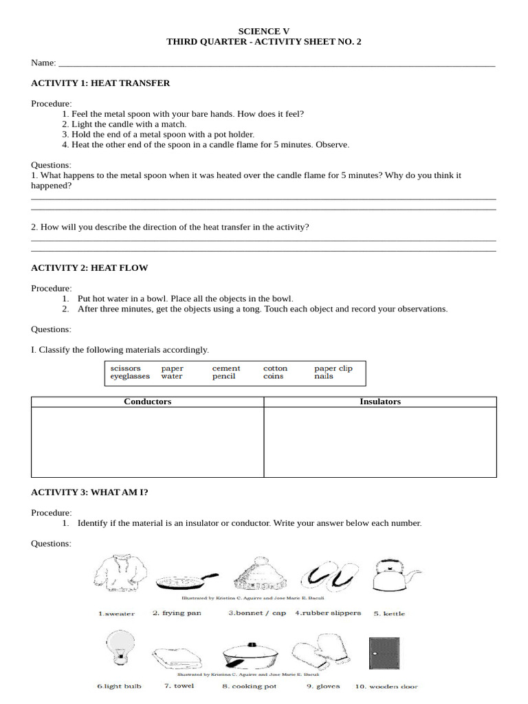 Heat Transfer and Material Properties Activity | PDF