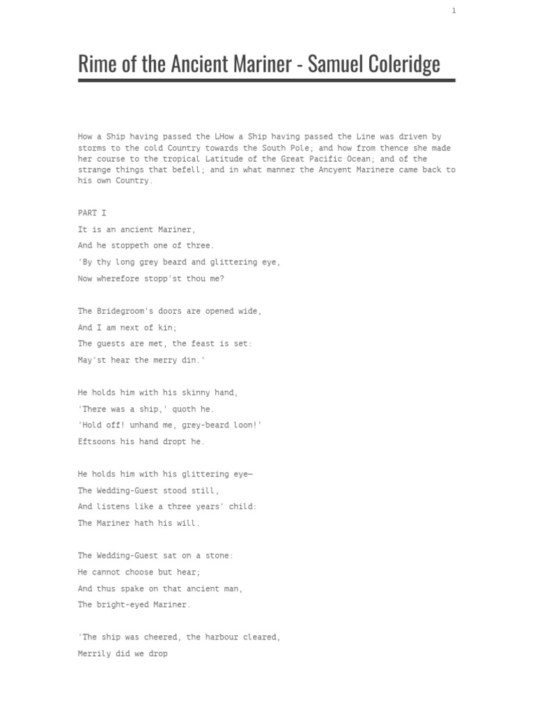 Rime of The Ancient Mariner | PDF