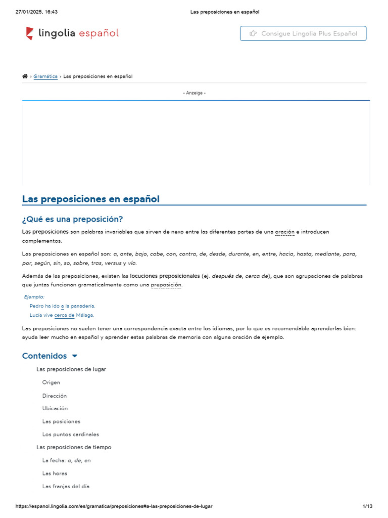 Las Preposiciones en Español | PDF | Gramática | Unidades Semánticas