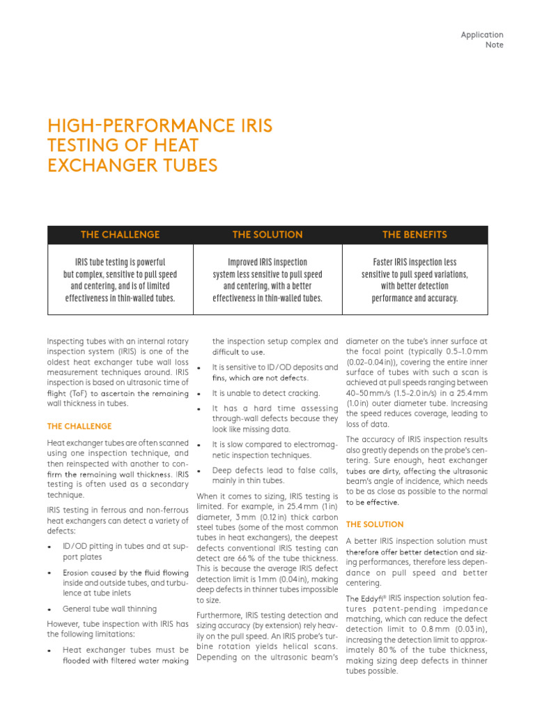 Application Note High Performance Iris Testing of Heat Exchanger Tubes ...