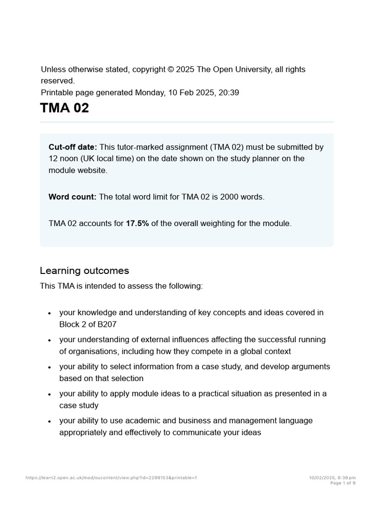 TMA 02 - View As Single Page OU Online-1 | PDF | Supply Chain | Economies