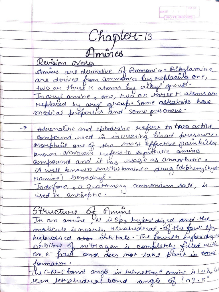 Class 12 Chemistry (Amines) | PDF | Organic Chemistry | Chemistry