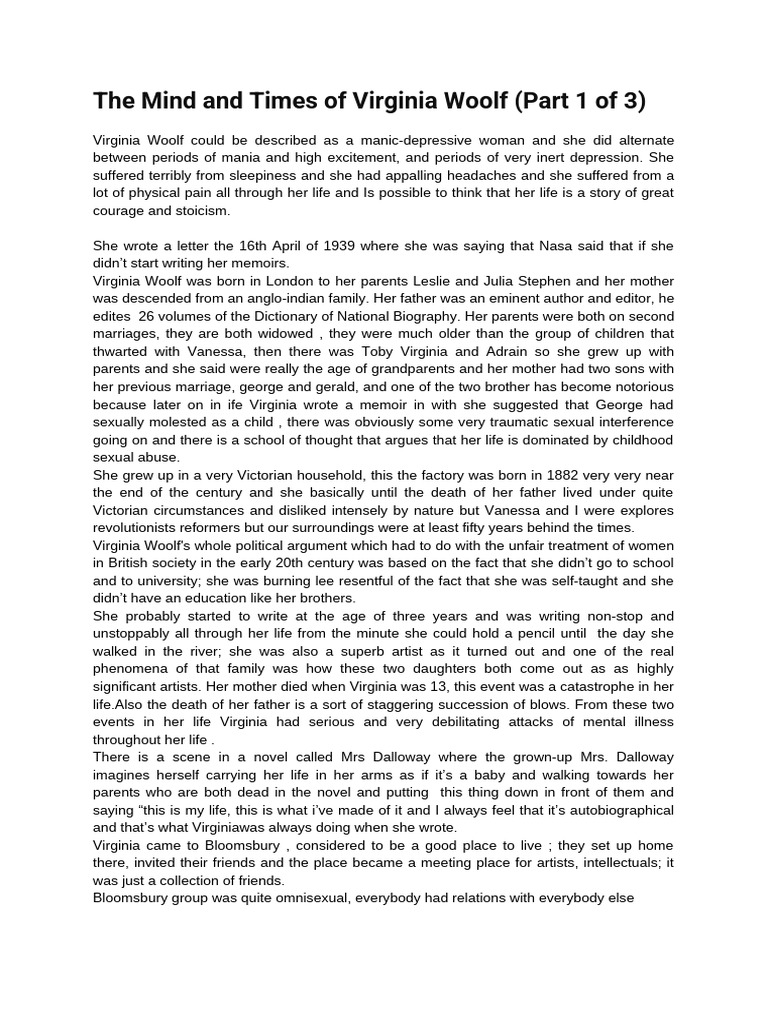 Virginia Woolf: Life and Mental Struggles | PDF | Virginia Woolf