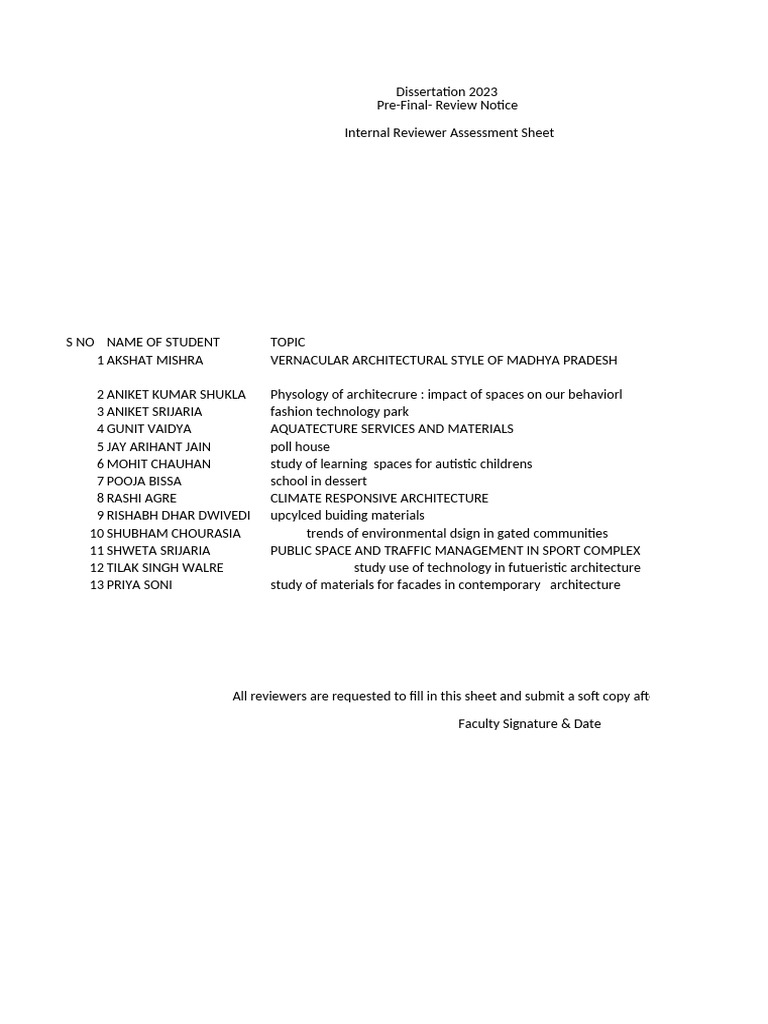 Architecture Dissertation Topics 2023 | PDF