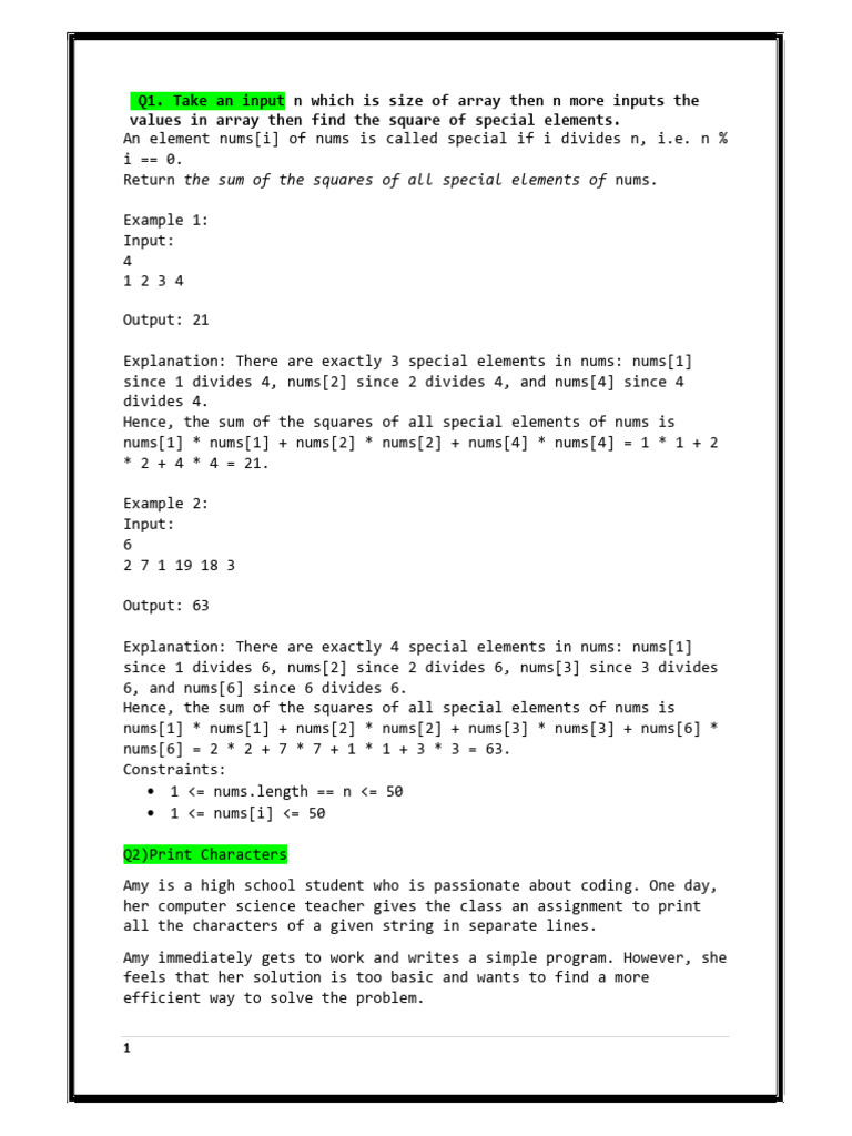 Practice Question On Array And String Pdf Computer Programming Applied Mathematics