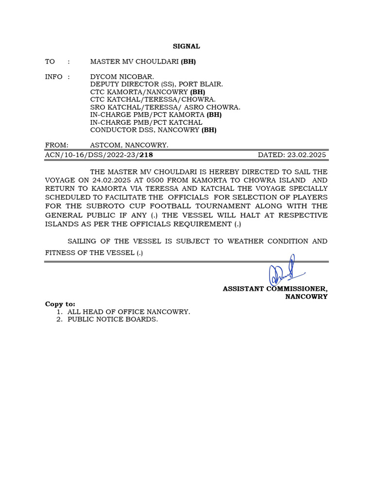 MV Chouldari Voyage Schedule 2025 | PDF