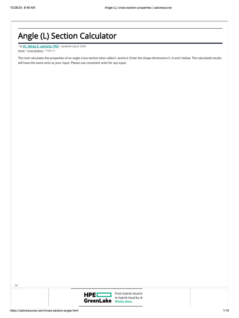 Angle (L) Cross-Section Properties - Calcresource | PDF | Bending | Stress (Mechanics)