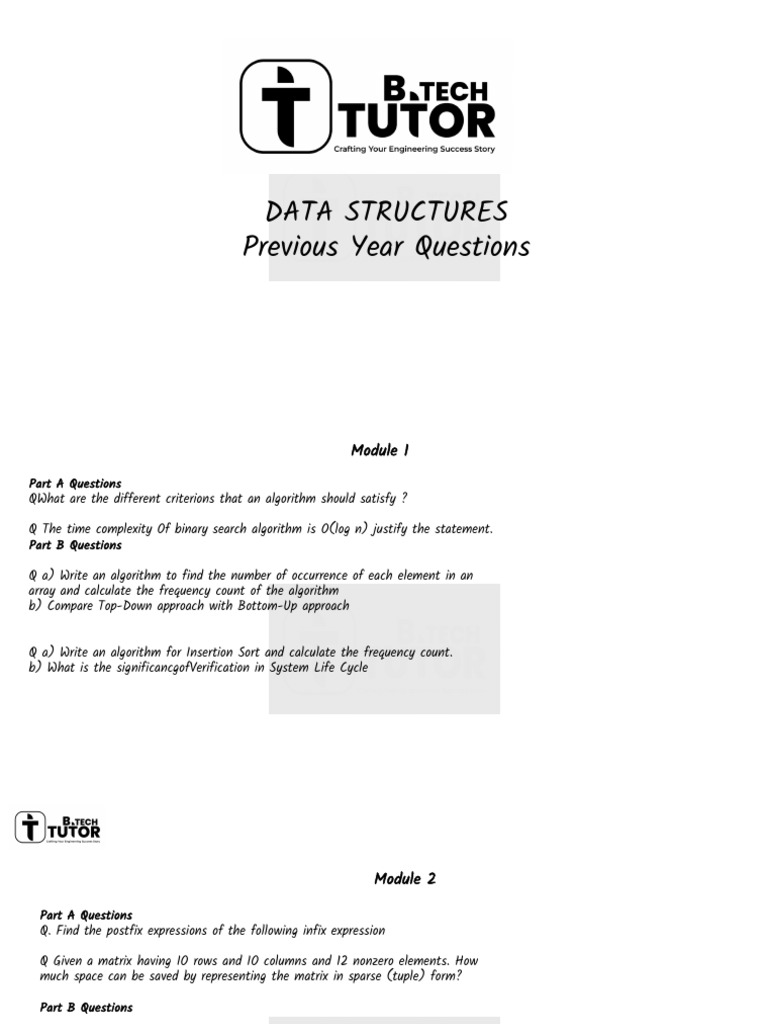 Data Structures Exam Questions Guide | PDF | Matrix (Mathematics) | Algorithms And Data Structures