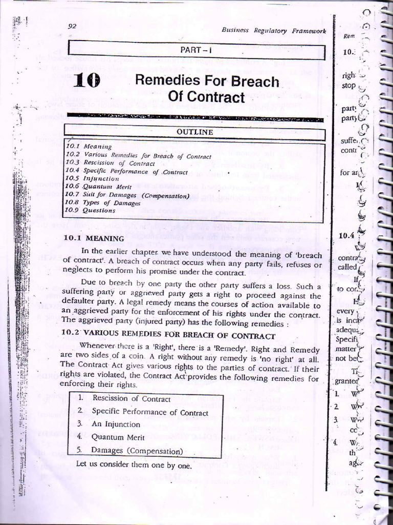 9 Remedies For Breach of Contract | PDF