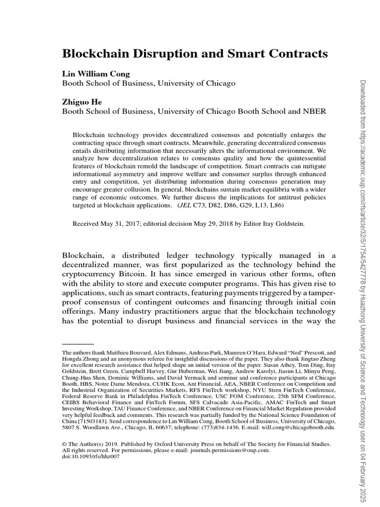 Blockchain Disruption and Smart Contracts | PDF | Internet Of Things