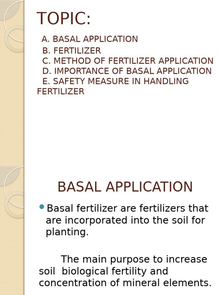 g11 Basal Application | PDF | Fertilizer | Soil