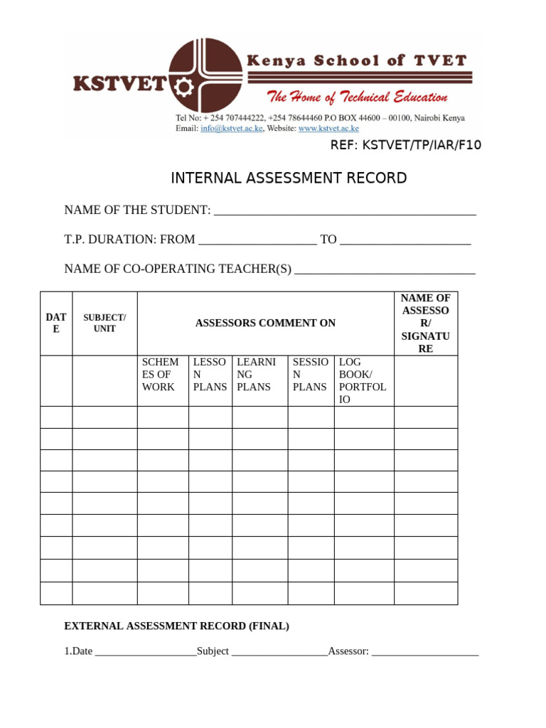 INTERNAL ASSESSMENT RECORD | PDF