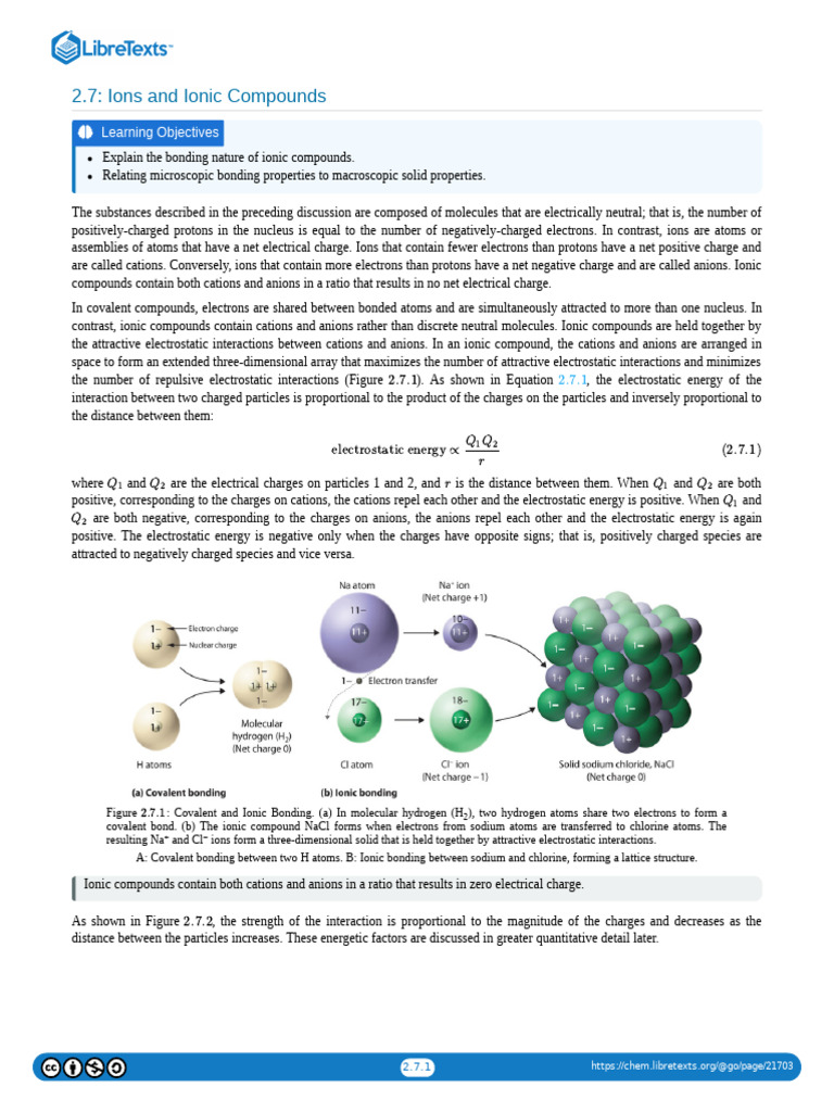 Unit I Ions and Ionic Compounds | PDF | Ion | Ionic Bonding