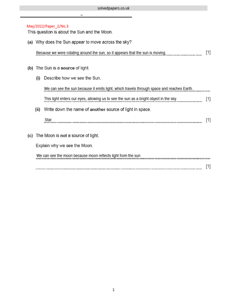 2022 17 The Earth and The Solar System Checkpoint Sec 1 Physics | PDF ...