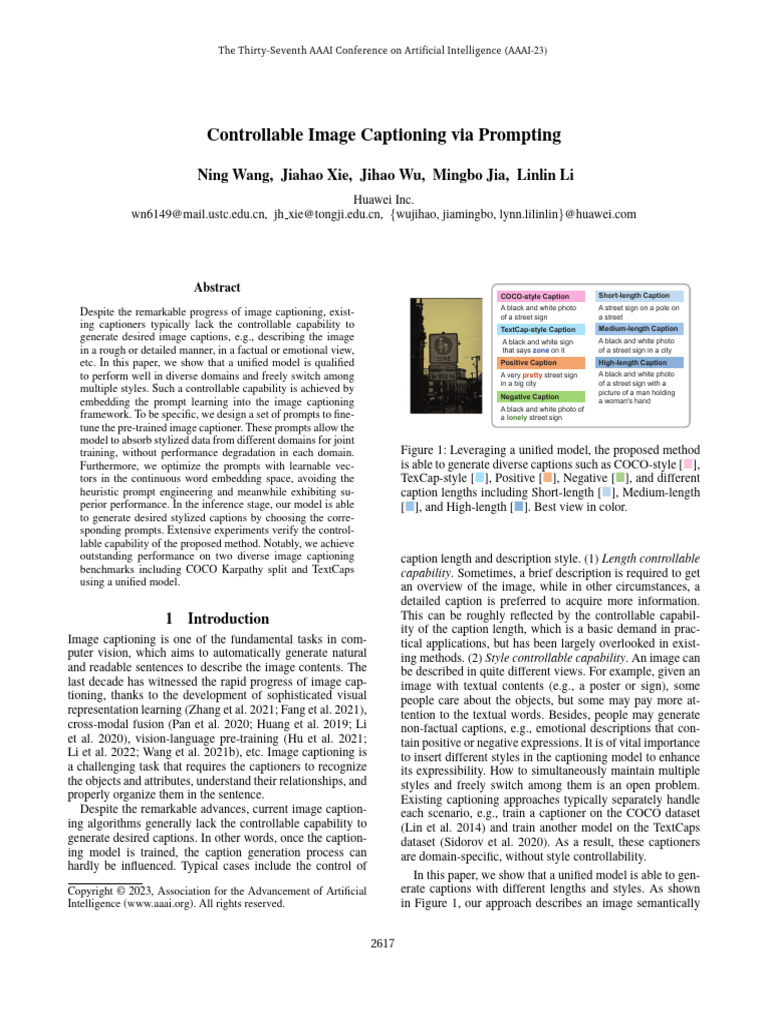 2023 Controllable Image Captioning Via Prompting | PDF | Artificial Intelligence | Intelligence ...