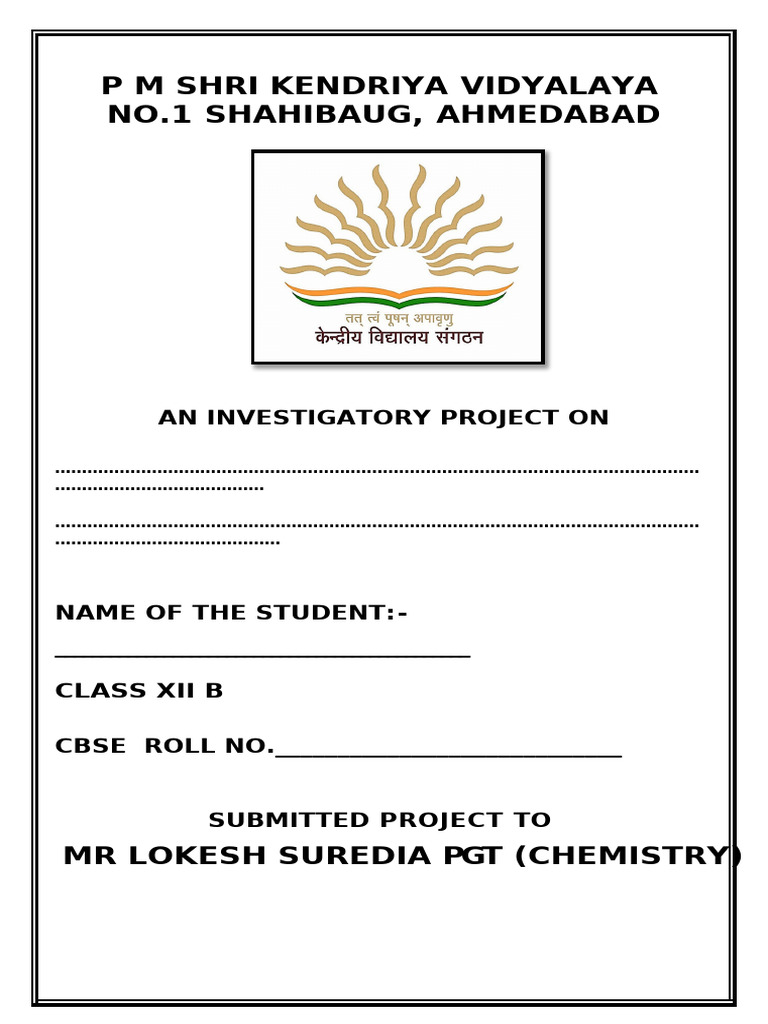 Cover Page Project File and Practical Record | PDF | Education Policy ...