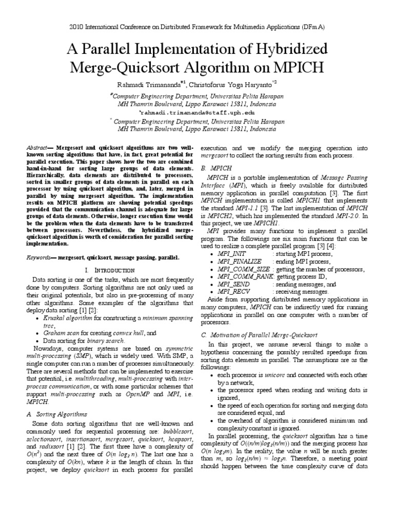 Quick Sort | PDF | Parallel Computing | Message Passing Interface