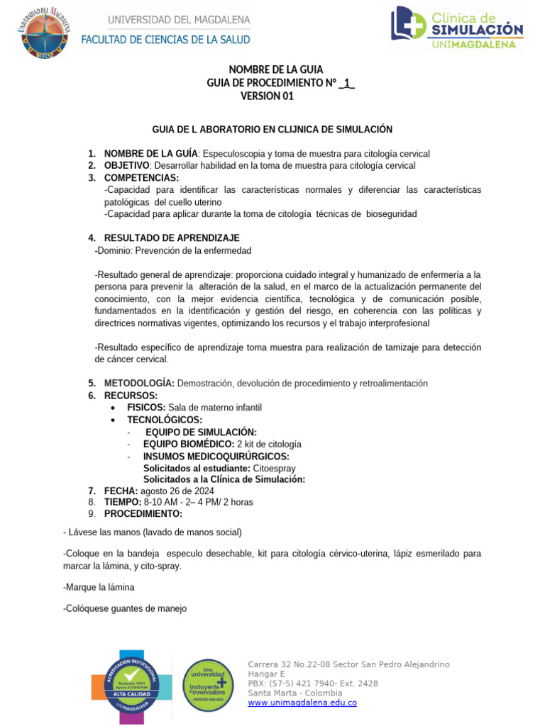1-GUIA DE ESPECULOSCOPIA y CITOLOGÍA | PDF | Vagina | Sistema ...