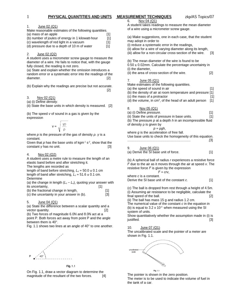 Physical_quantities_and_Units,__Measurement_techniques | PDF | Observational Error | Pressure