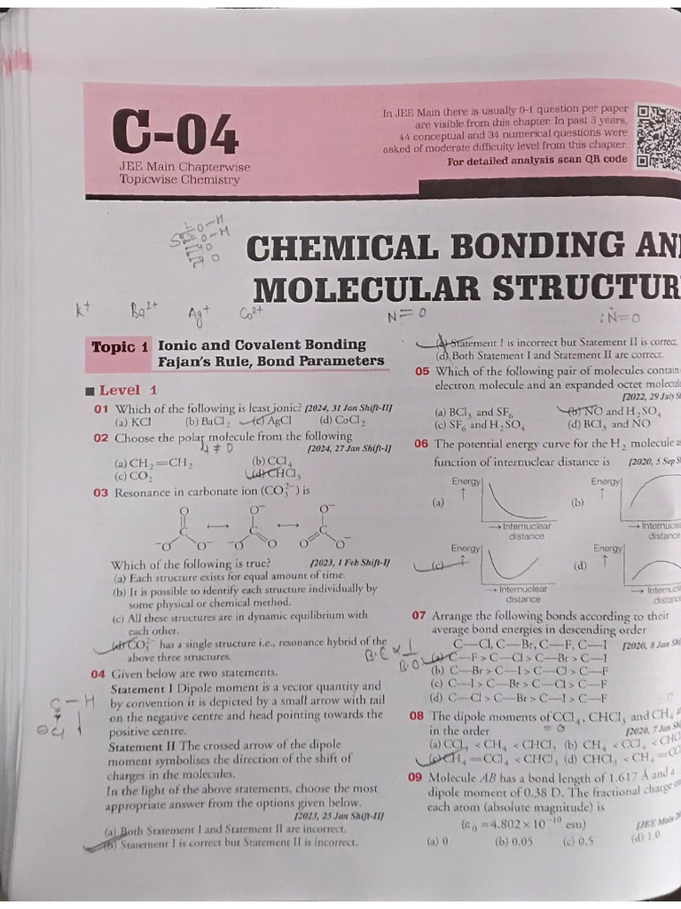 Chemical Bonding Pyq and Notes | PDF