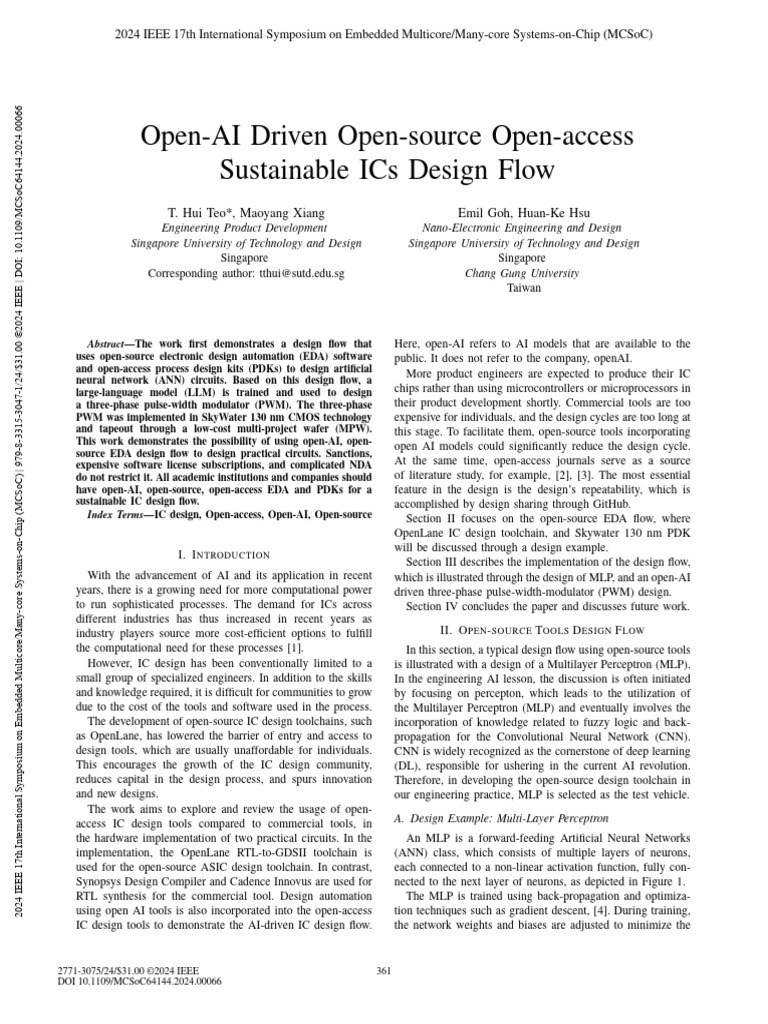 Open-AI Driven Open-Source Open-Access Sustainable ICs Design Flow ...