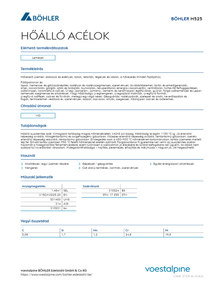 Hőálló Acélok: Elérhető Termékváltozatok | PDF