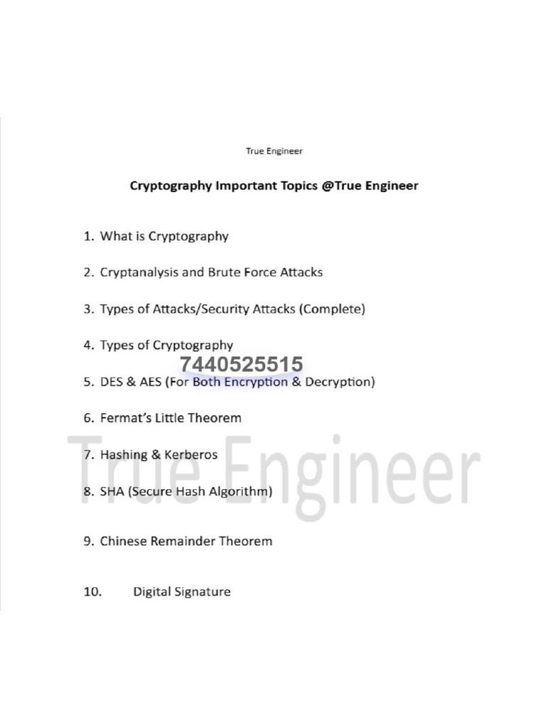 True Engineer (Cryptography & Information Security) | PDF