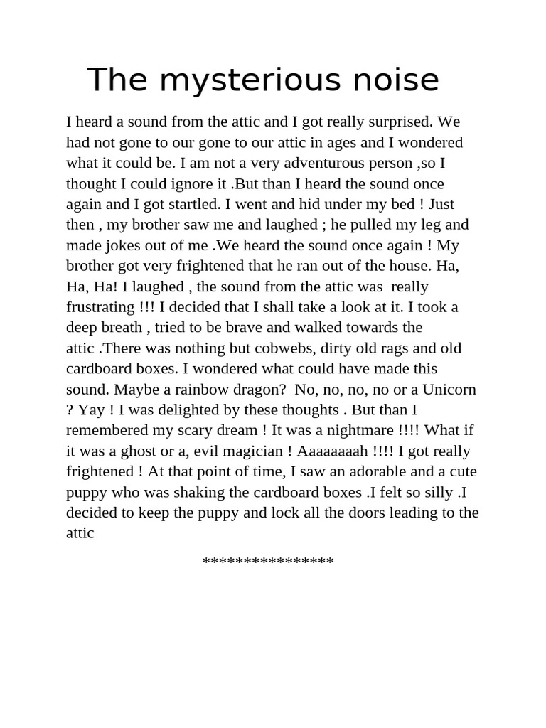 The Mysterious Noise Copy 2 | PDF