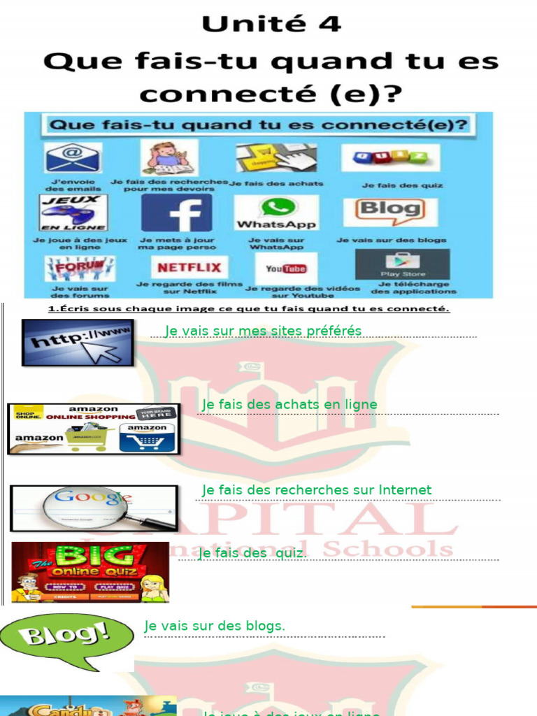 French PPt Y7 Booklet, Module 1, Unité 4 | PDF