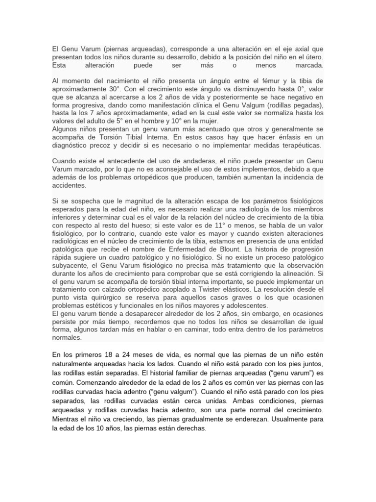 Genu Varum en Niños: Diagnóstico y Tratamiento | PDF | Rodilla ...