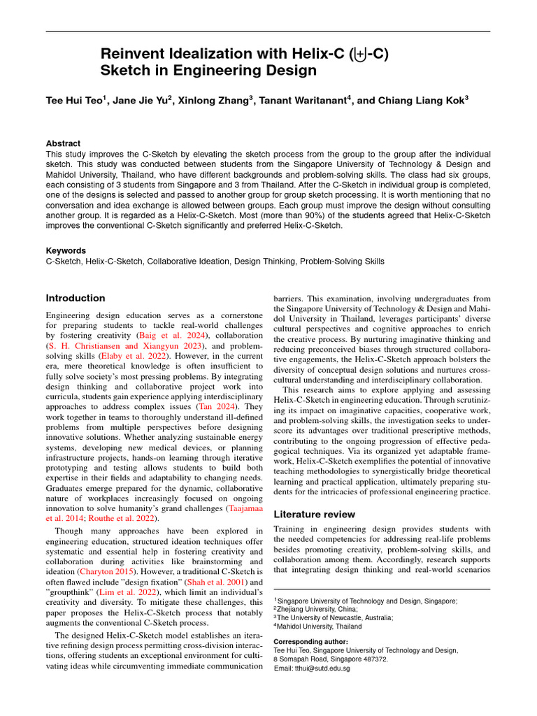 v1_Helix_C_Sketch_in_Engineering_Design_Education (1) | PDF ...