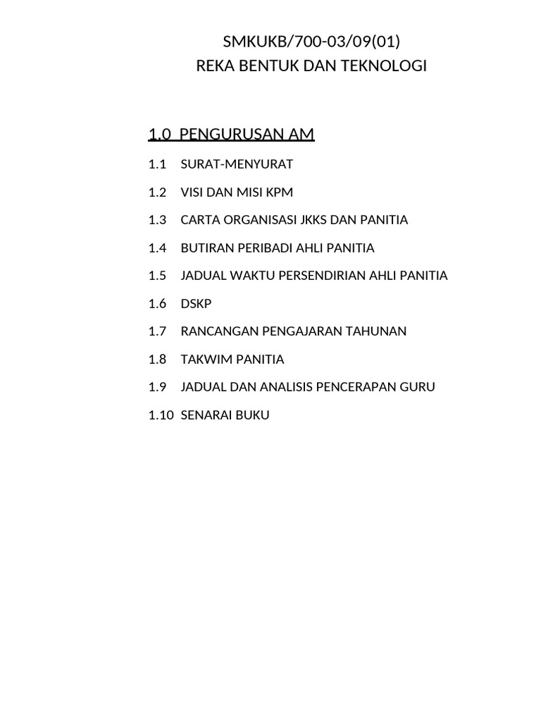 Senarai Nama Fail Panitia 2024 | PDF