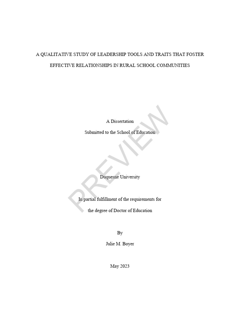 A Qualitative Study of Leadership Tools and Traits That Foster | PDF ...