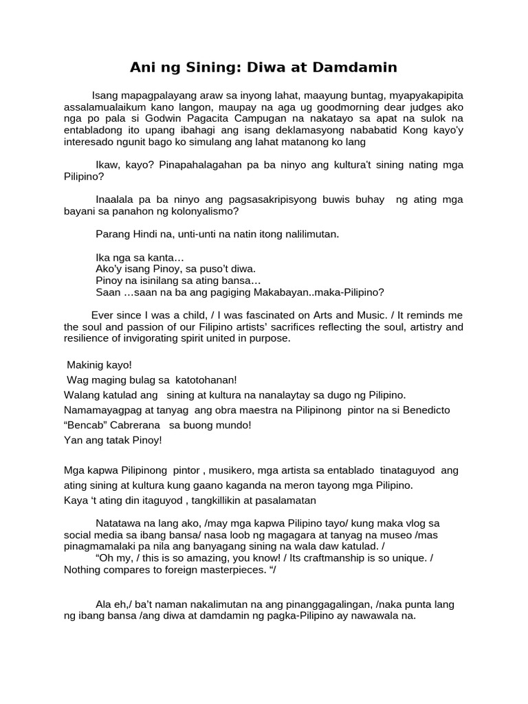 Ani NG Sining Final | PDF