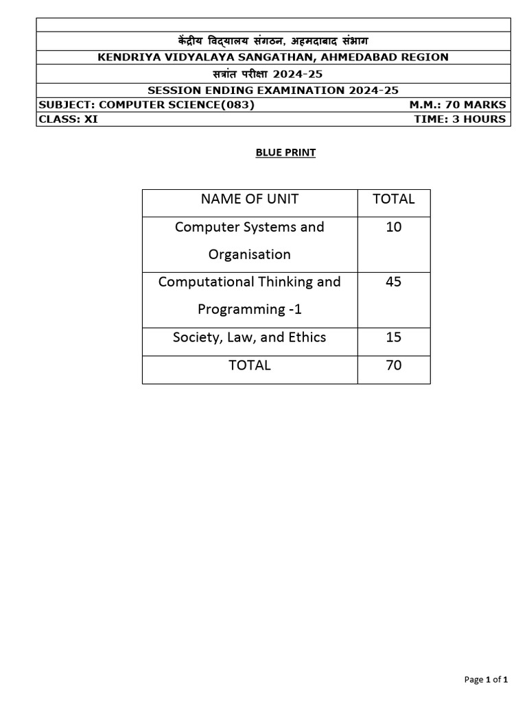 BP Xi Computer Science See 2024 25 Set 1 | PDF