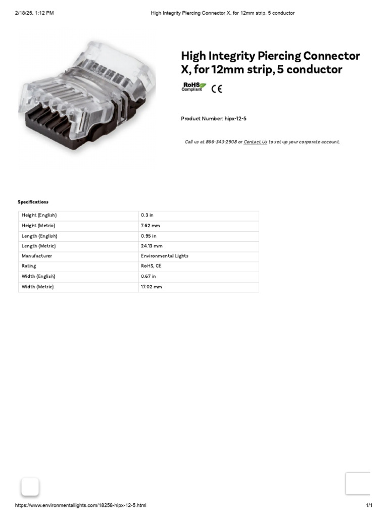 High Integrity Piercing Connector X, For 12mm Strip, 5 Conductor | PDF