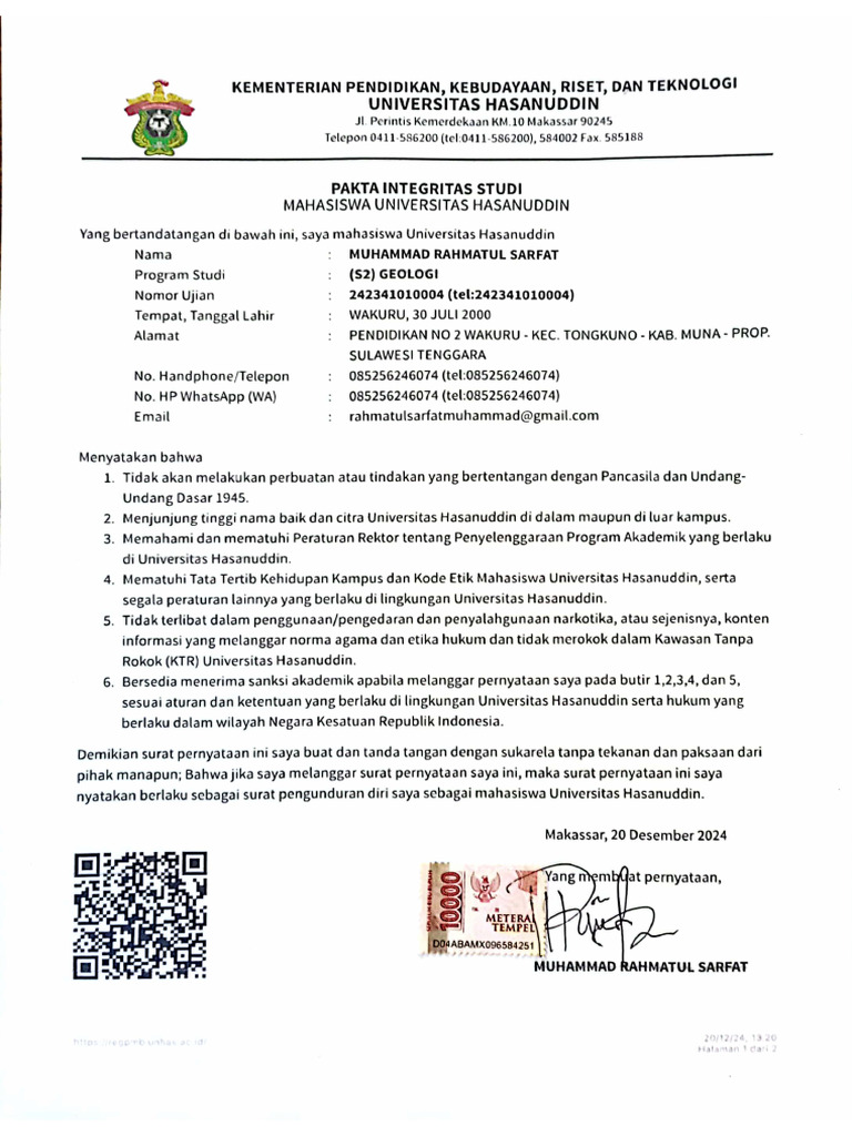 Pakta Integritas | PDF