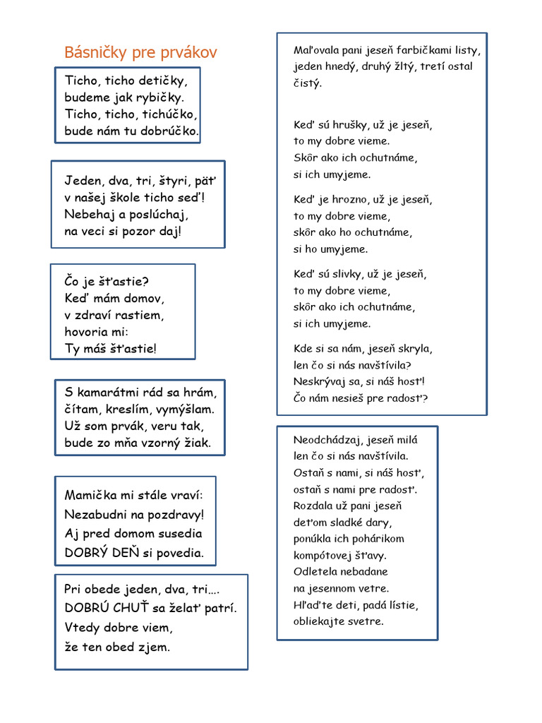 Básničky Pre Prvákov | PDF