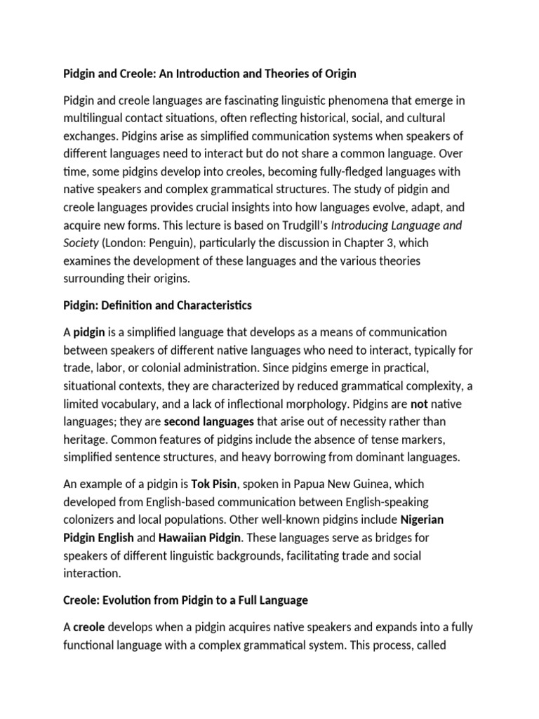 Pidgin | PDF | Communication | Cultural Assimilation