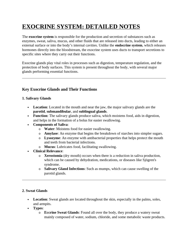 EXOCRINE SYSTEM | PDF | Pancreas | Bile