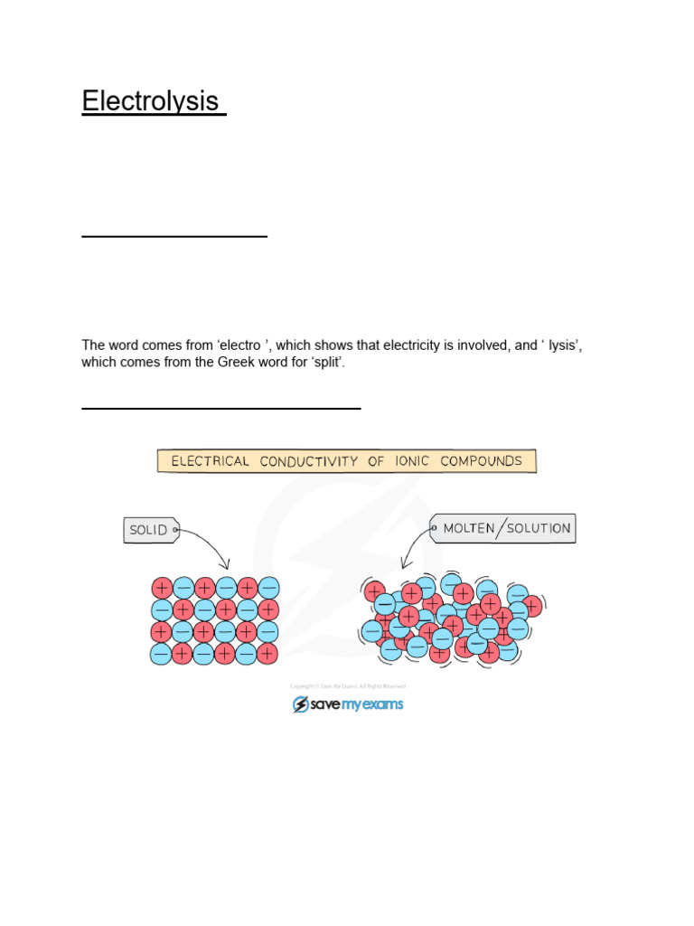 Electrolysis | PDF | Ion | Anode