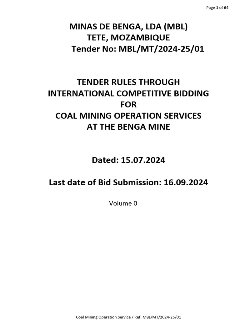 0 Mining Tender Main 150724 | PDF | Rain | Wet Season