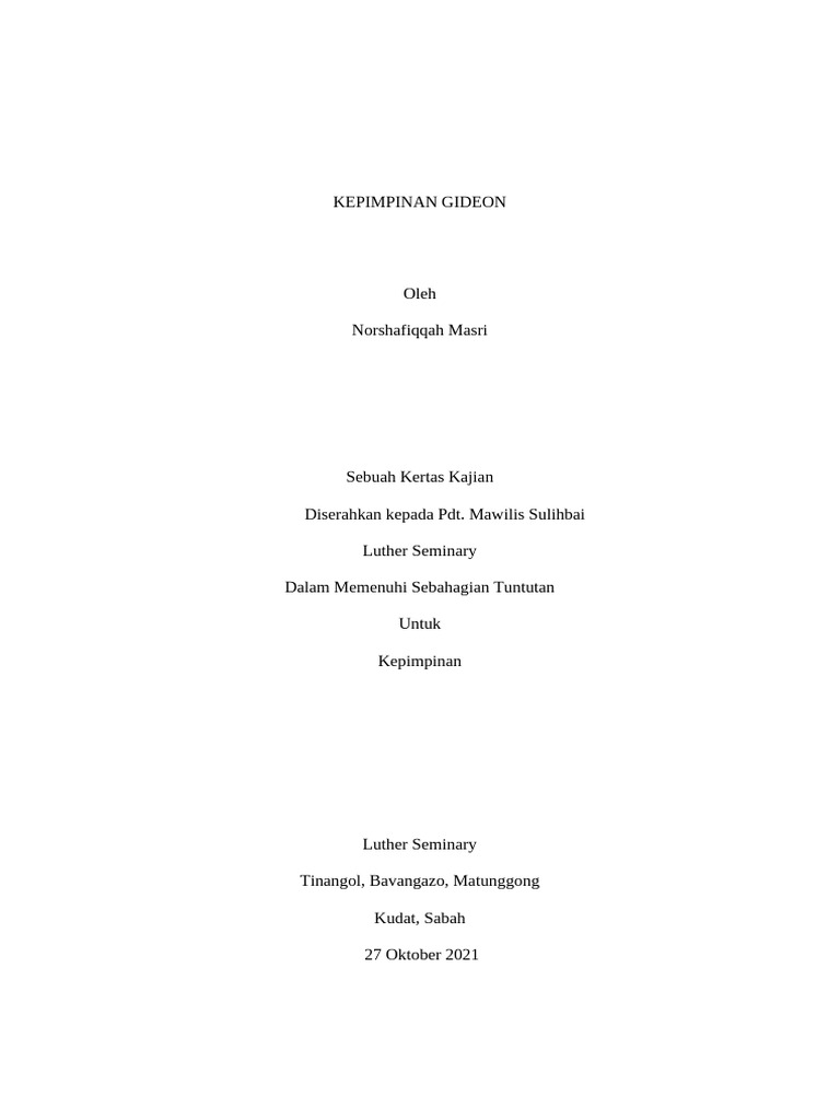 Muka Depan Kepimpinan Gideon | PDF