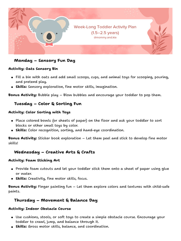 Toddler Activity Plan | PDF | Toys