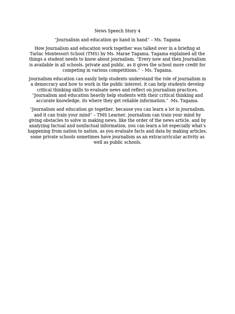 News Speech Story 4 | PDF
